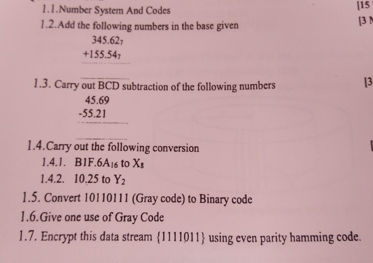 Solved 1.2.Add the following numbers in the base given | Chegg.com