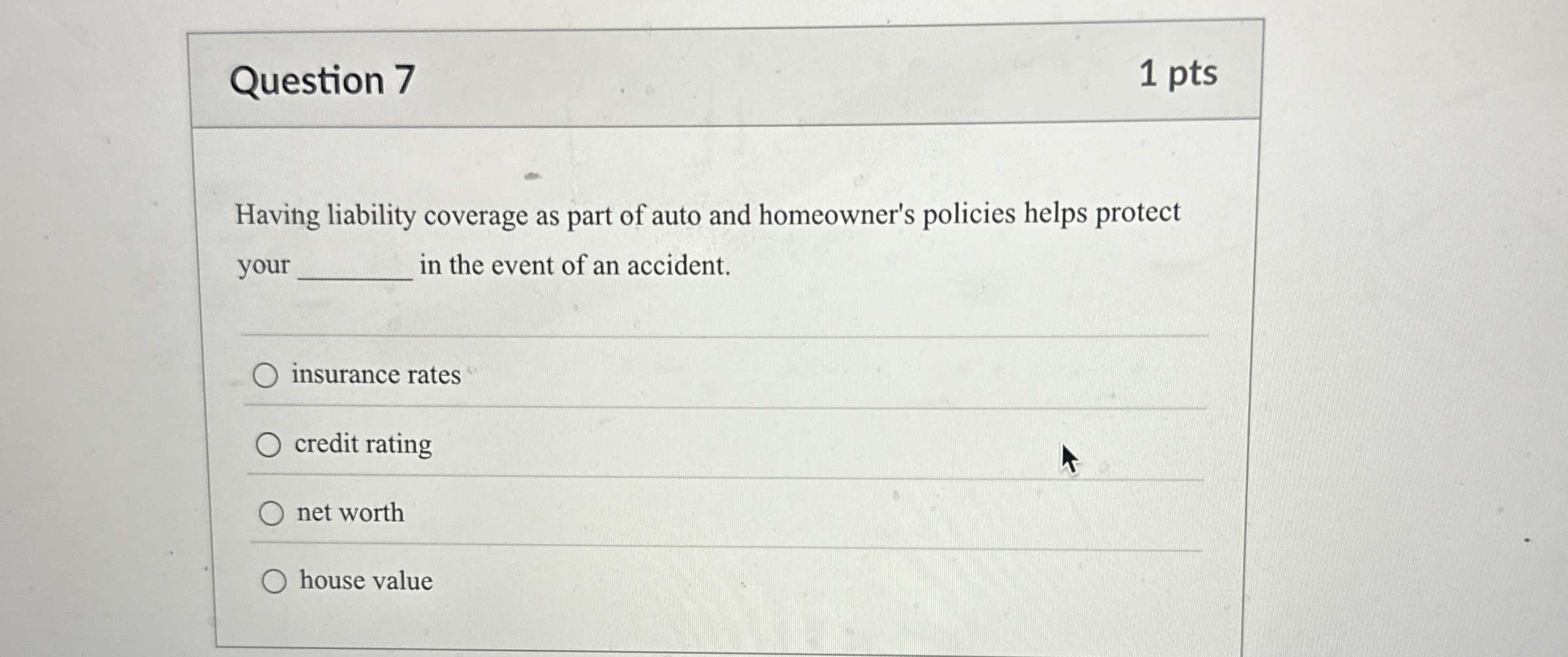 Solved Question 71 ﻿ptsHaving liability coverage as part of | Chegg.com