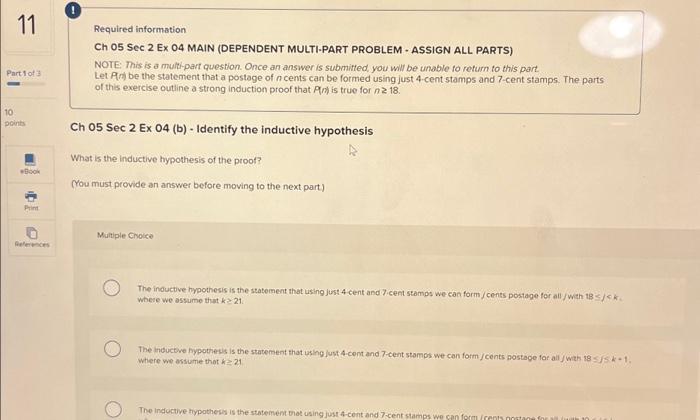 Solved 11 Part 1 of 3 10 points eBook Print References | Chegg.com