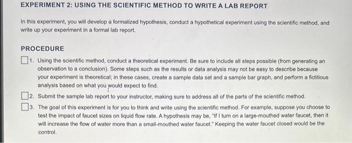 Solved please! do the experiment with the scientific method | Chegg.com