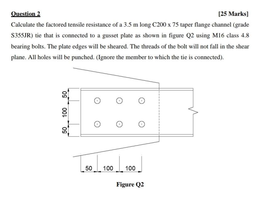 Solved Question 2 [25 Marks] Calculate the factored tensile | Chegg.com