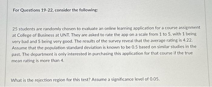 Solved For Questions 19-22, consider the following: 25 | Chegg.com