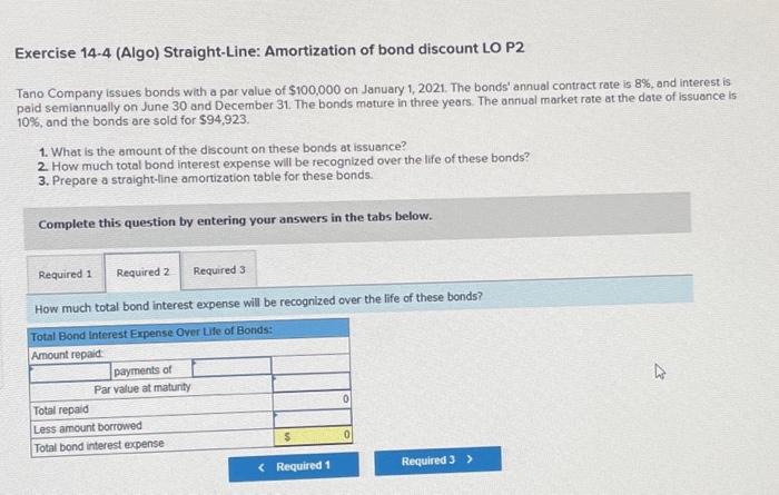 Solved Exercise 14-4 (Algo) Straight-Line: Amortization of | Chegg.com