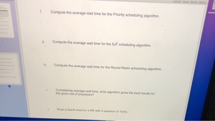 Solved Round Robin and Other Scheduling Algorithms Problem | Chegg.com