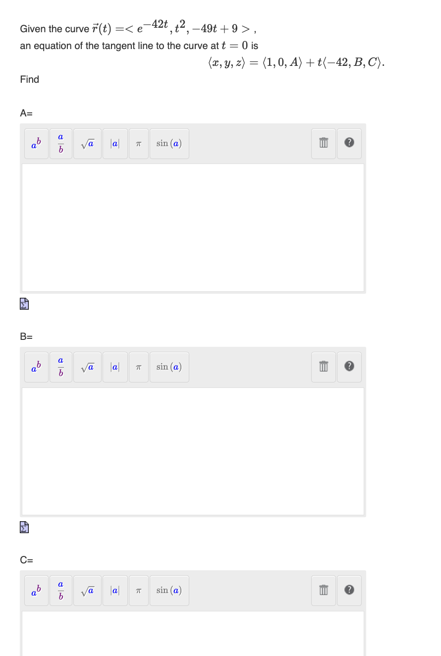 Solved Given the curve vec(r)(t)=,an equation of the tangent | Chegg.com