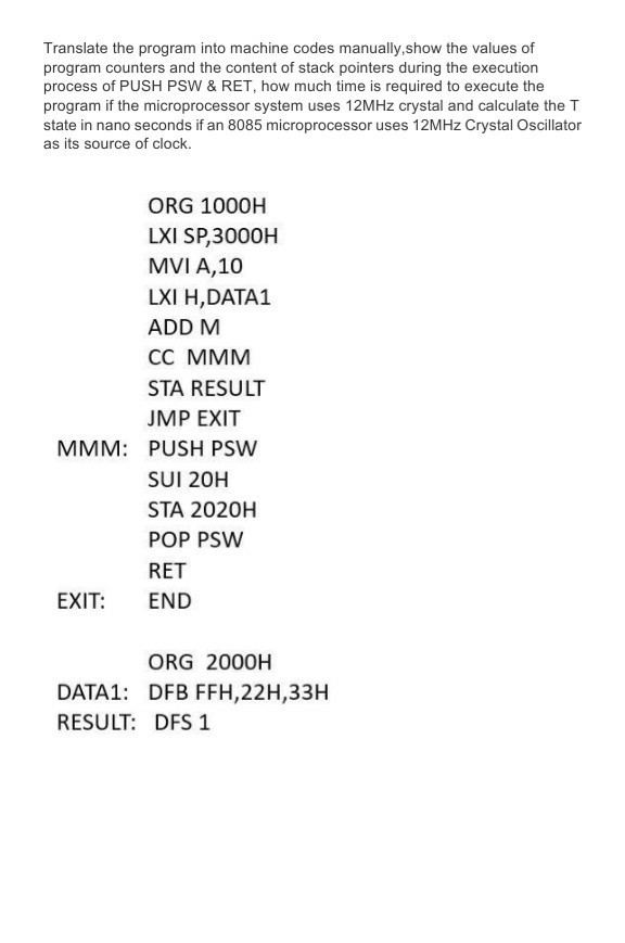 Solved Translate the program into machine codes | Chegg.com