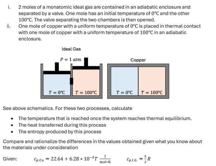 i. 2 ﻿moles of ﻿a monatomic ideal gas are contained | Chegg.com