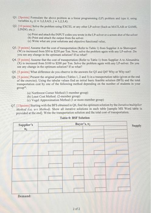 Solved Q1. [Spoints] Formulate the above problem as a linear | Chegg.com