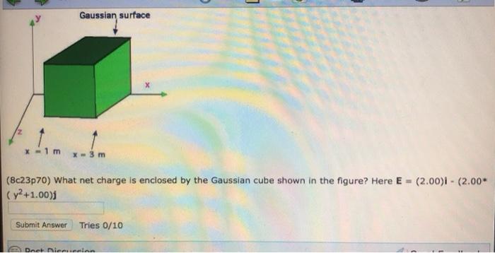 Solved Gaussian surface 1. x-1 m X-3 m (8c23p70) What net | Chegg.com