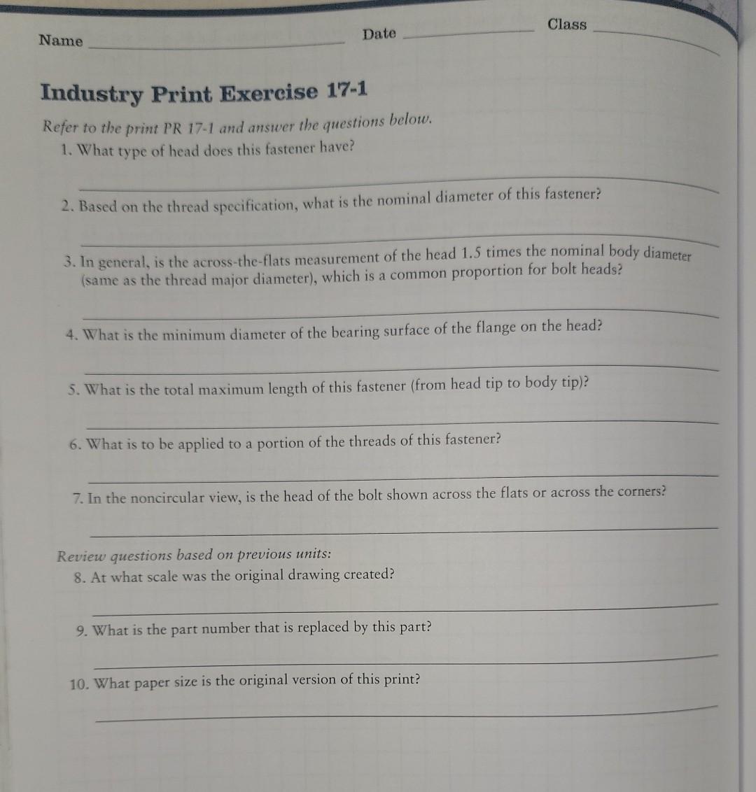 Industry Print Exercise 17-1 Refer to the print PR | Chegg.com