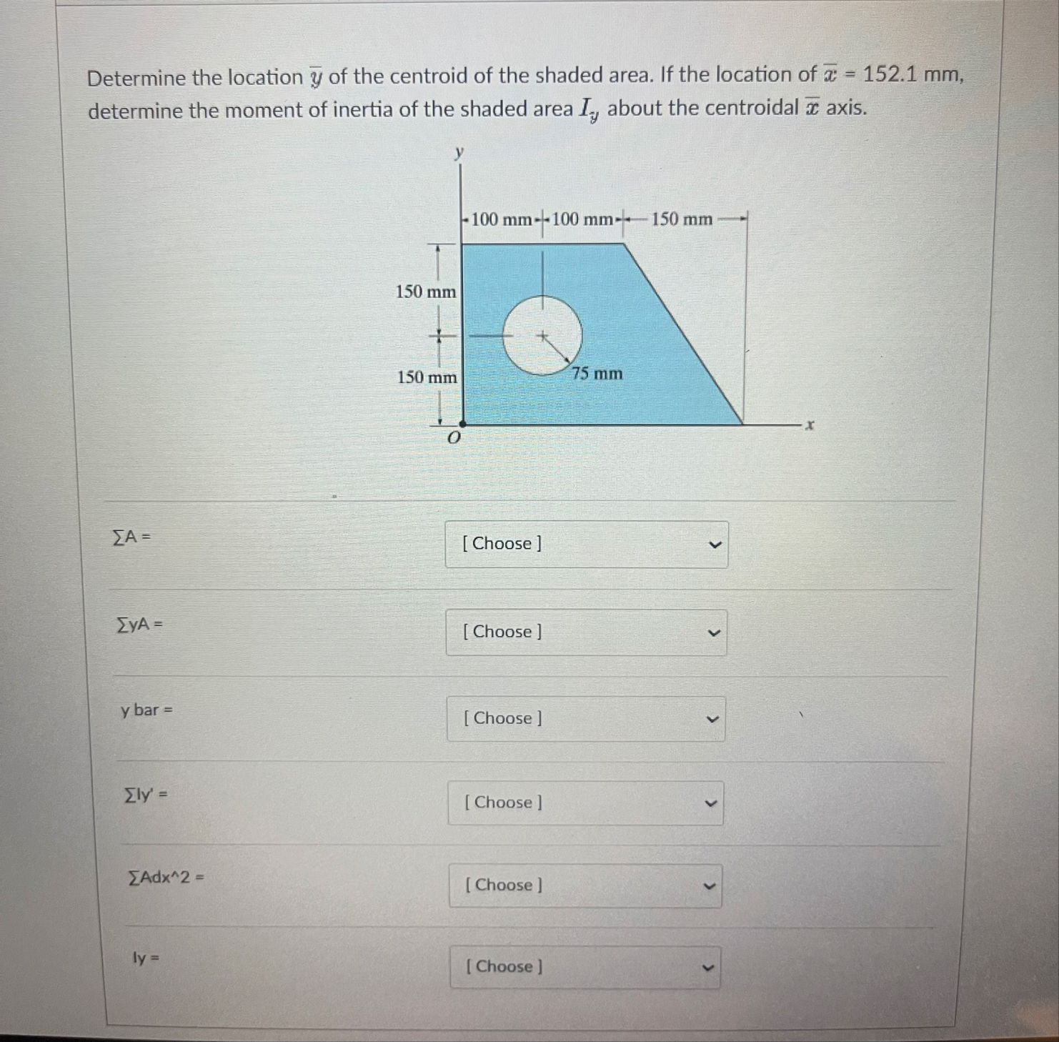 Solved Determine the location ?bar (y) ﻿of the centroid of | Chegg.com