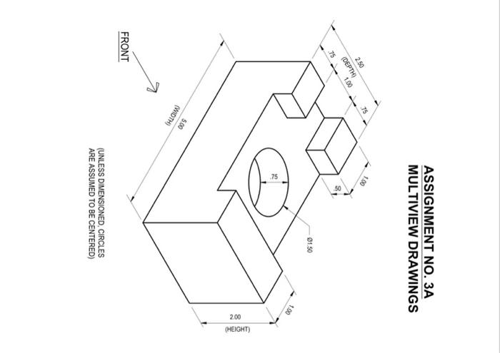Solved draw the front,top and right side view with | Chegg.com