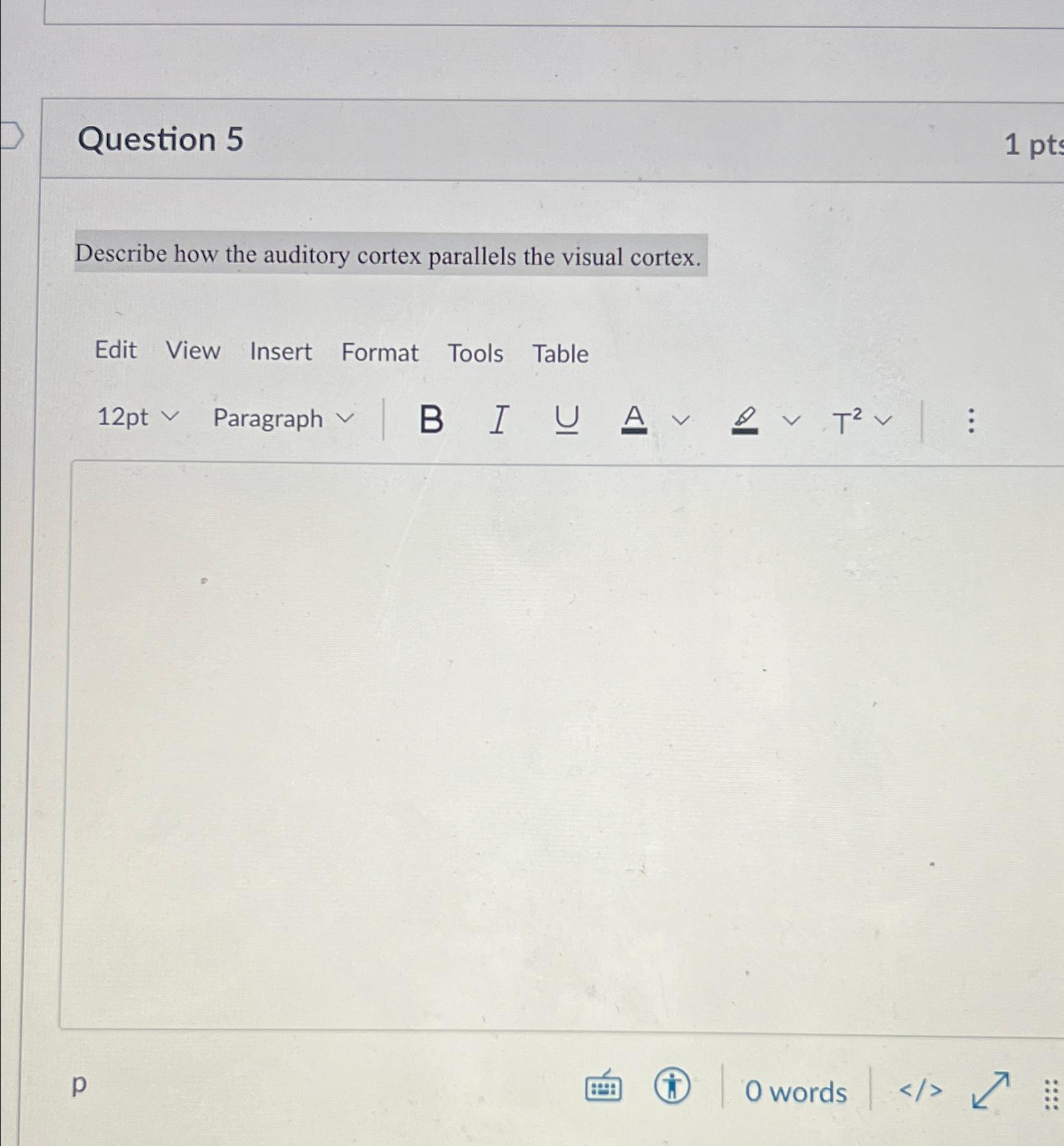 Solved DescrQuestion 51ptDescribe how the auditory cortex | Chegg.com
