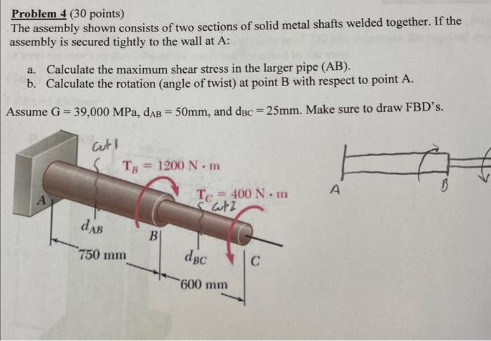 Solved Problem 4 ( 30 points) The assembly shown consists of | Chegg.com