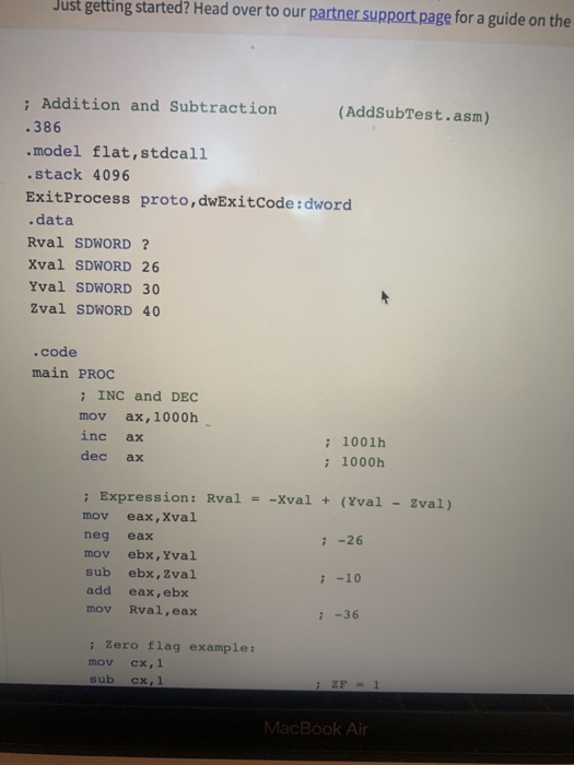 P 4.3 Implement the Zero Flag example, Sign flag | Chegg.com