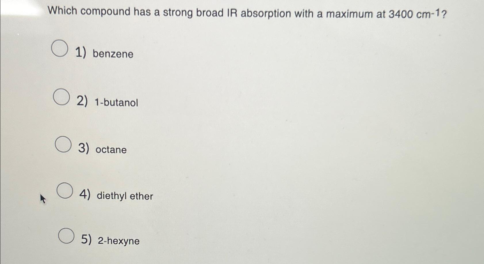 Which compound has a strong broad IR absorption with | Chegg.com
