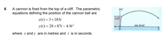 Solved 6 cliff A cannon is fired from the top of a cliff. | Chegg.com