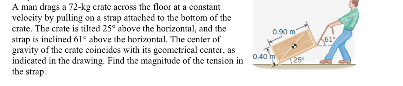 Solved A man drags a 72-kg ﻿crate across the floor at a | Chegg.com