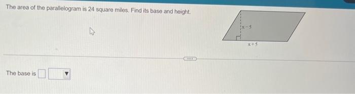 Solved The area of the parallelogram is 24 square miles. | Chegg.com