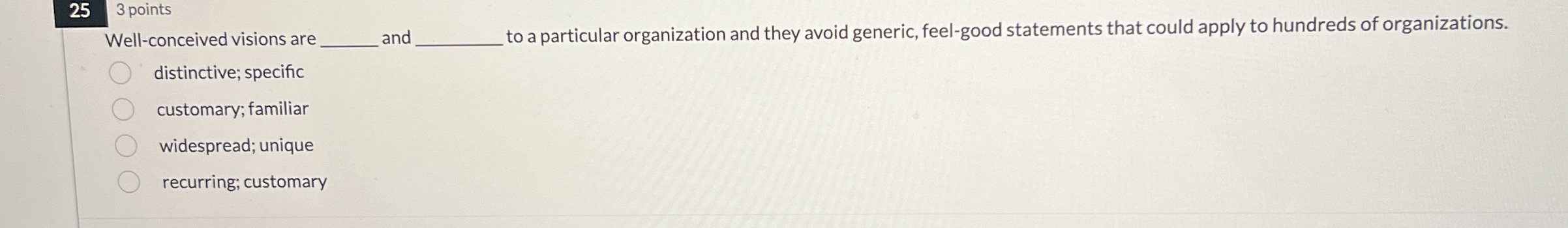 Solved 3 ﻿pointsWell-conceived visions areandto a particular | Chegg.com