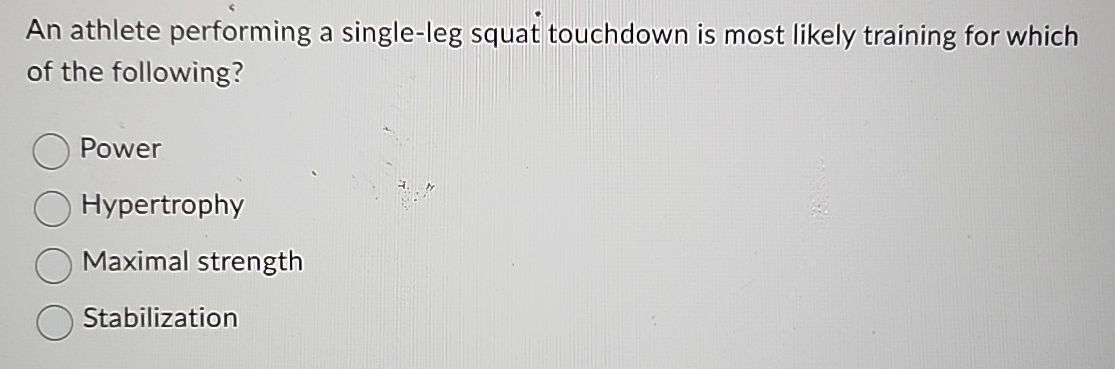 Solved An athlete performing a single-leg squat touchdown is | Chegg.com