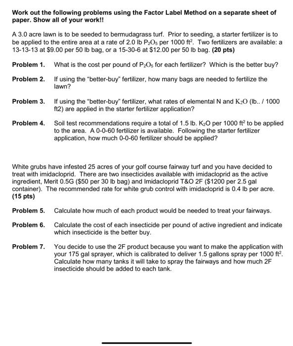Solved Work out the following problems using the Factor | Chegg.com