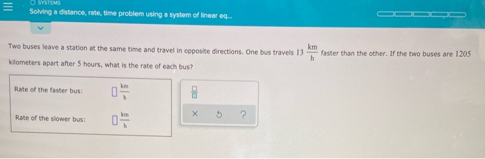 Solved Solving a distance, rate, time problem using a system | Chegg.com