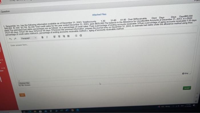 Solved Question: 1-30 31-60 61-90 Over 90Receivable Days | Chegg.com