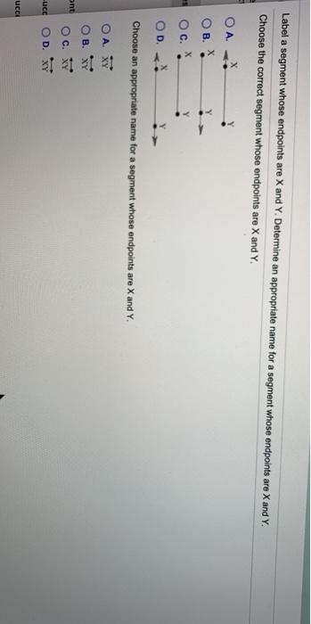 Solved Label a segment whose endpoints are X and Y. | Chegg.com