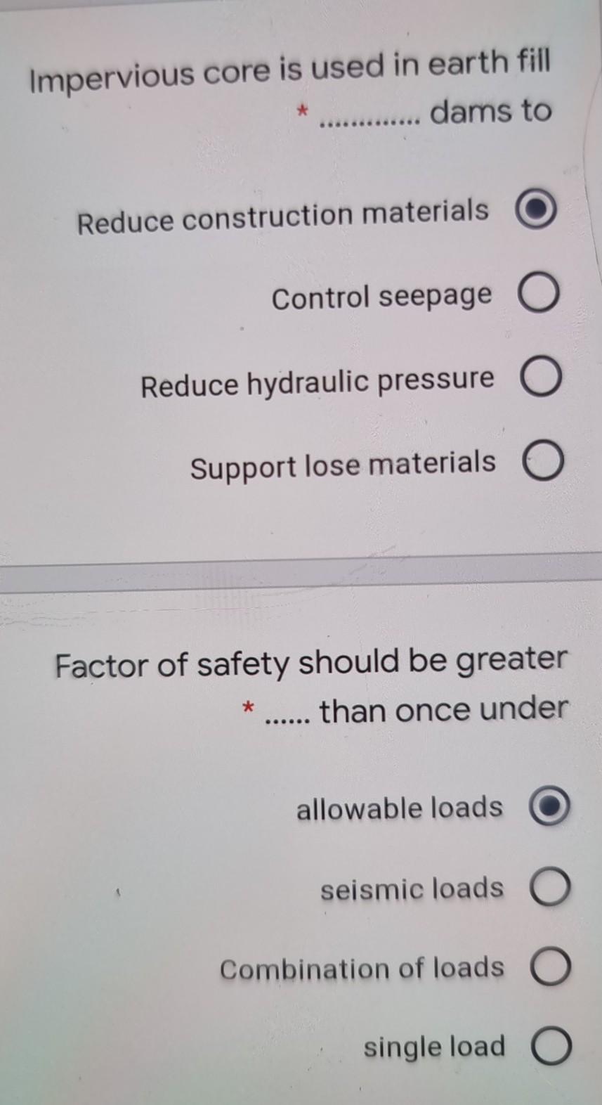 Solved Impervious core is used in earth fill ......... dams | Chegg.com