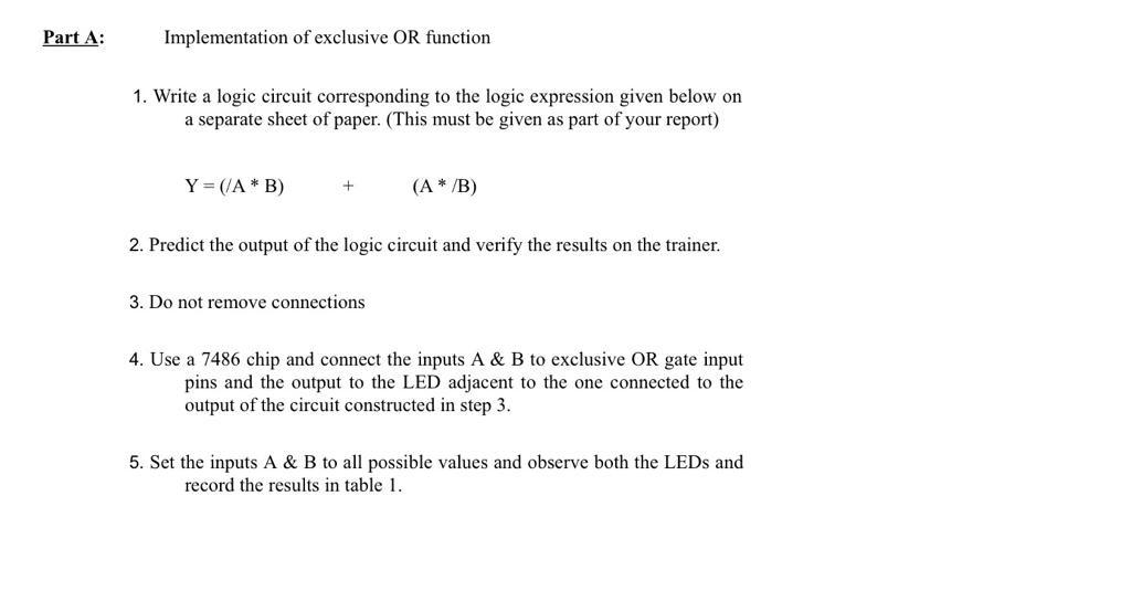 Solved Implementation Of Exclusive Or Function 1 Write A 7698