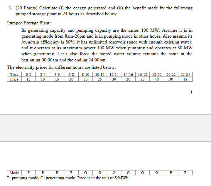 Solved 3. (20 ﻿Points) ﻿Calculate (i) ﻿the energy generated | Chegg.com