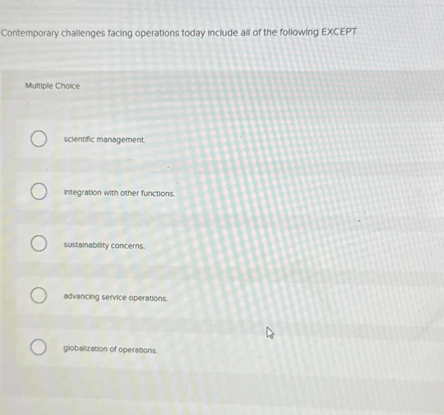 Solved Contemporary challenges facing operations today | Chegg.com