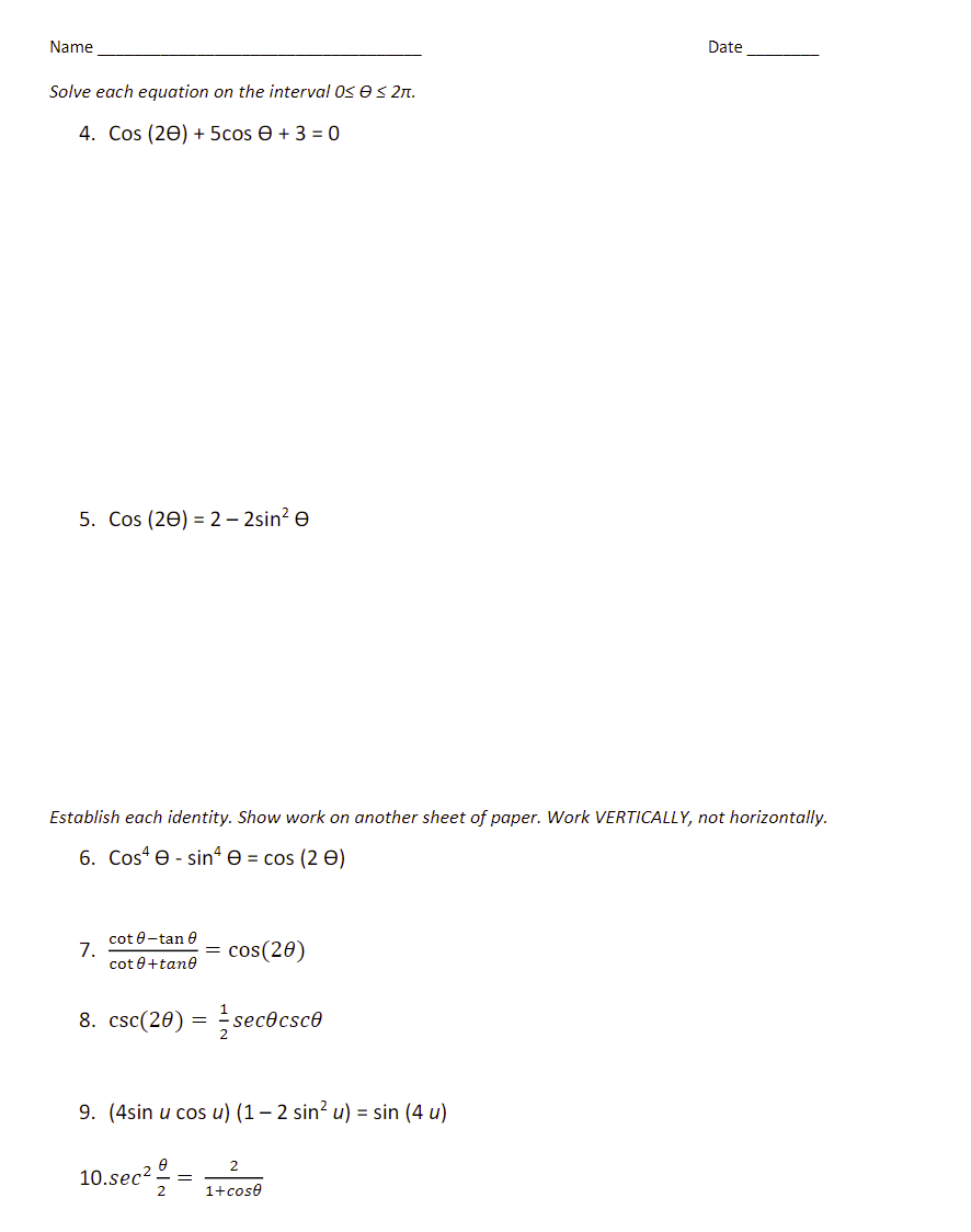 Solved Solve each equation on the interval | Chegg.com