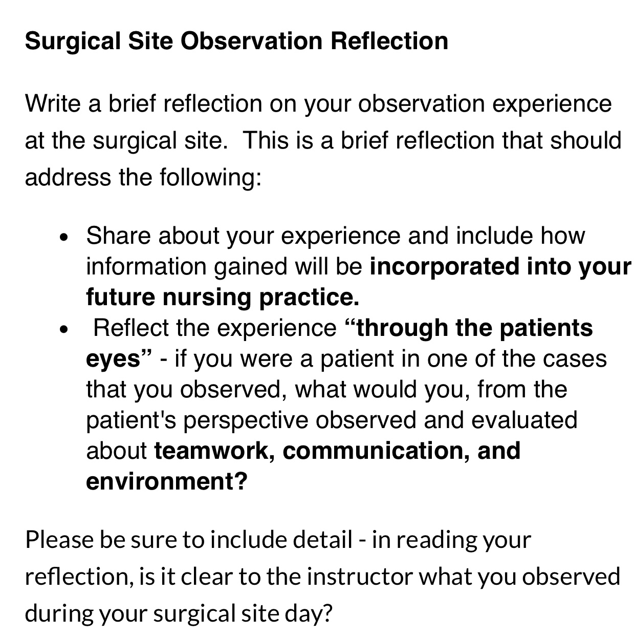Solved Surgical Site Observation ReflectionWrite a brief | Chegg.com