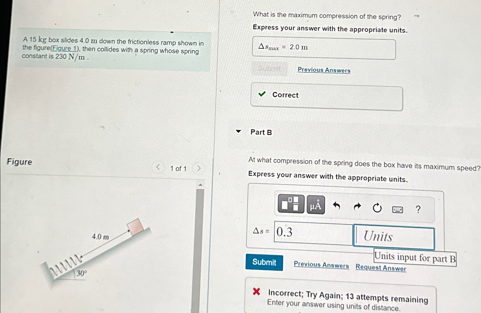 Solved What is the maximum compression of the spring?Express | Chegg.com