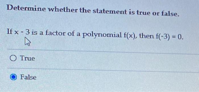 Solved Determine whether the statement is true or false. If | Chegg.com