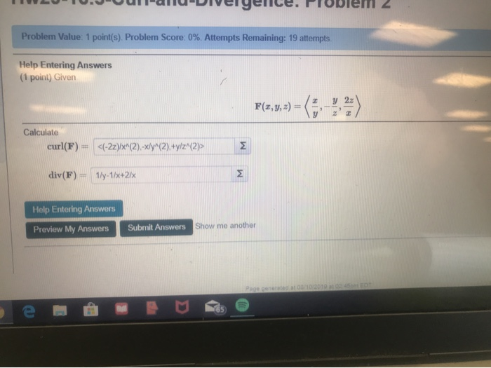 Solved M Hw29-16.5-Curl-and-Divergence: Problem 3 Problem | Chegg.com Solved M Hw29-16.5-Curl-and-Divergence: Problem 3 Problem | Chegg.com