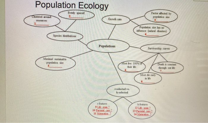 Solved Population Ecology Evenly spaced Chastered around | Chegg.com