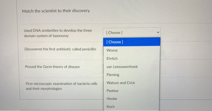 Solved Match the scientist to their discovery.