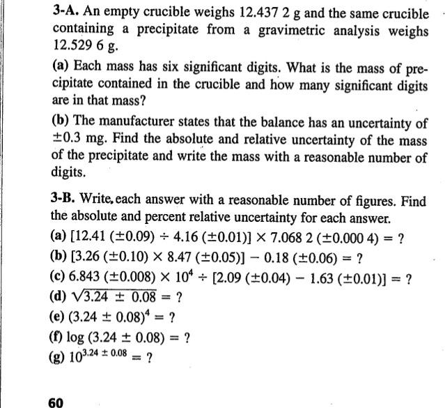 Solved 3-A. An empty crucible weighs 12.4372 g and the same | Chegg.com