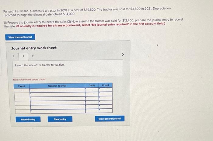 Solved Funseth Farms Inc. purchased a tractor in 2018 at a | Chegg.com