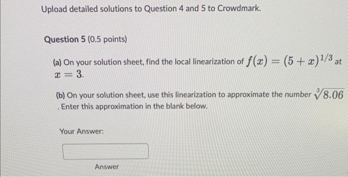Solved Upload detailed solutions to Question 4 and 5 to | Chegg.com