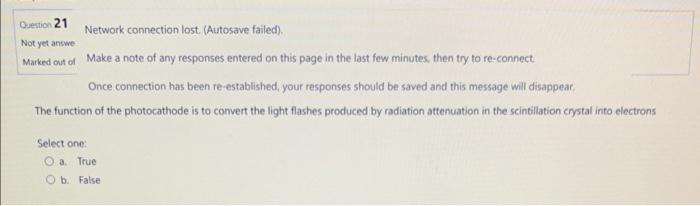 Solved 21 Network connection lost. (Autosave failed). Jot | Chegg.com