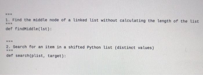 Solved Problem 1 Write a function Tindaddie (1st) that | Chegg.com