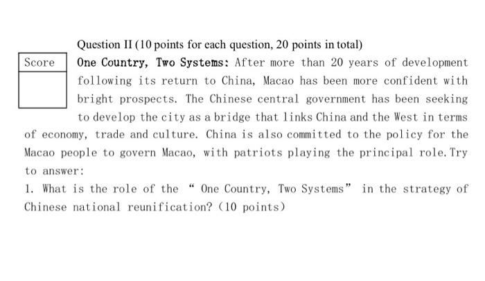 Solved Question II ( 10 points for each question, 20 points | Chegg.com