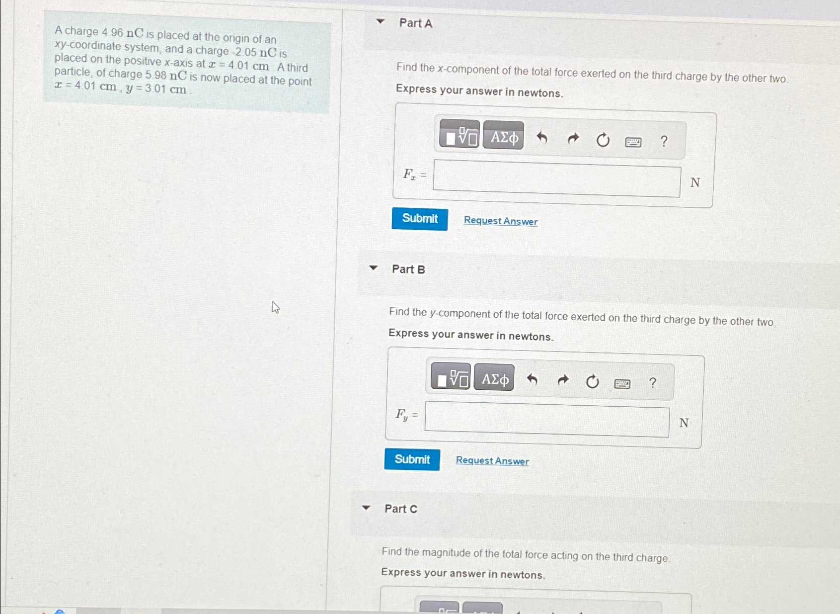 Solved A charge 4.96nC ﻿is placed at the origin of an | Chegg.com