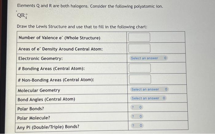 Solved Elements Q and R are both halogens. Consider the | Chegg.com