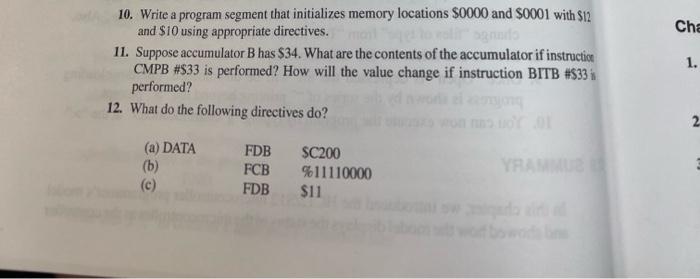 Solved 10. Write a program segment that initializes memory | Chegg.com