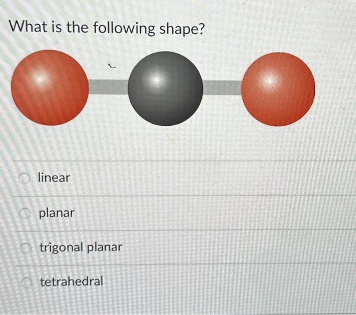 Solved What is the following shape? linear planar trigonal | Chegg.com